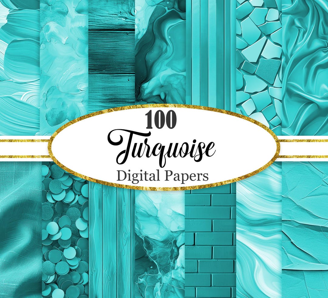 Turquoise Digital Paper, Turquoise Background Bundle, Texture ...
