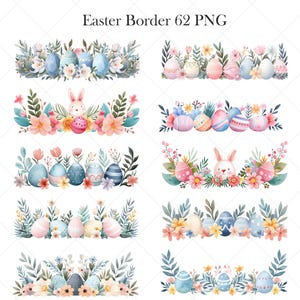 Easter Border Clipart, Watercolor Easter PNG, Digital Download - Etsy