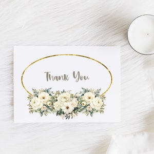 White Flower Frame Clipart, Watercolor White Floral Gold Frame PNG ...