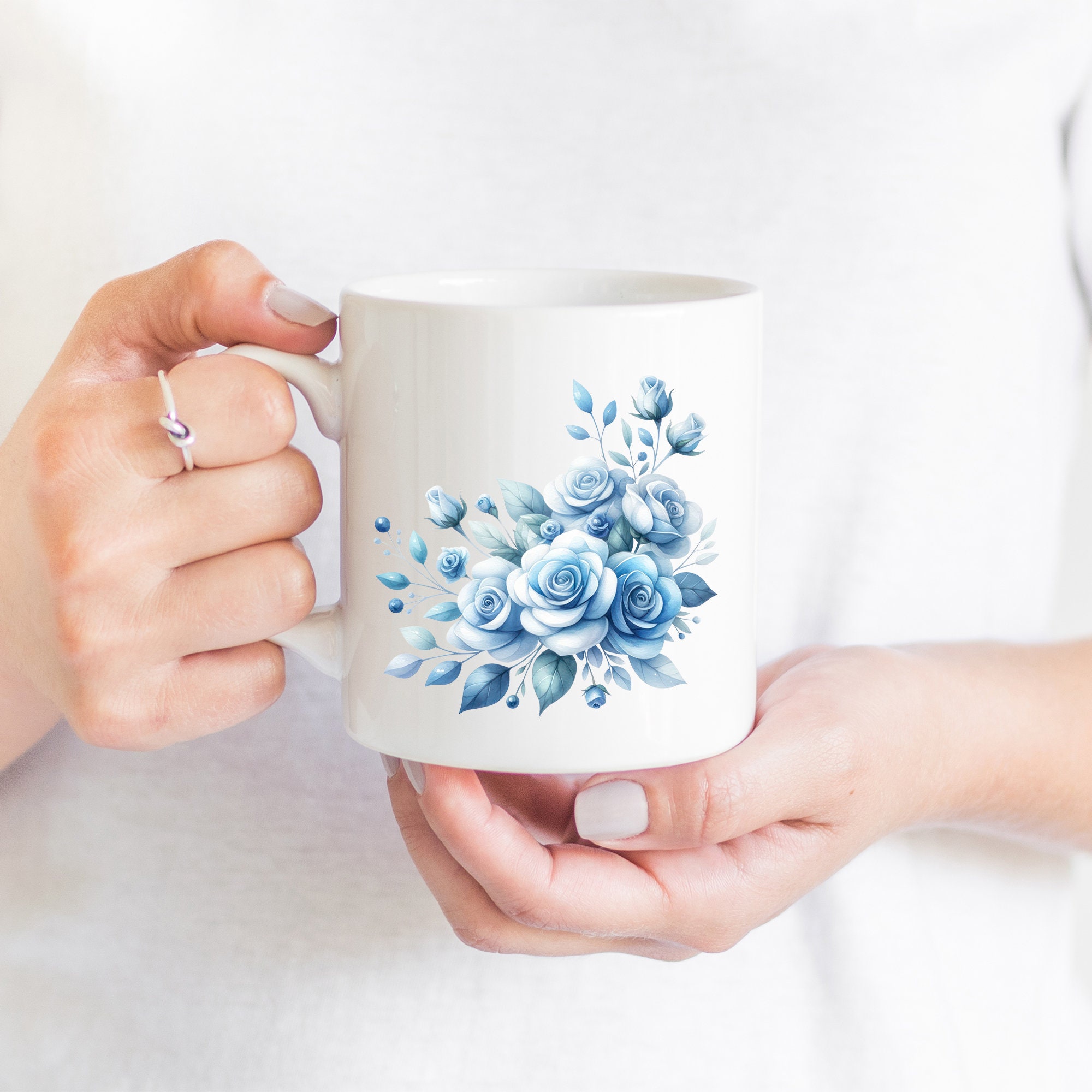 Blue Rose PNG, Romantic Blue Rose Clipart, Wedding Bouquet, Watercolor ...