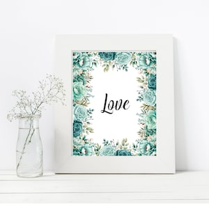 Teal Green Flower Border Clipart, Watercolor Green Floral PNG, Flower ...