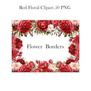 Red Flower Clipart, Watercolor Red Floral PNG Bundle, Wedding Bouquet ...