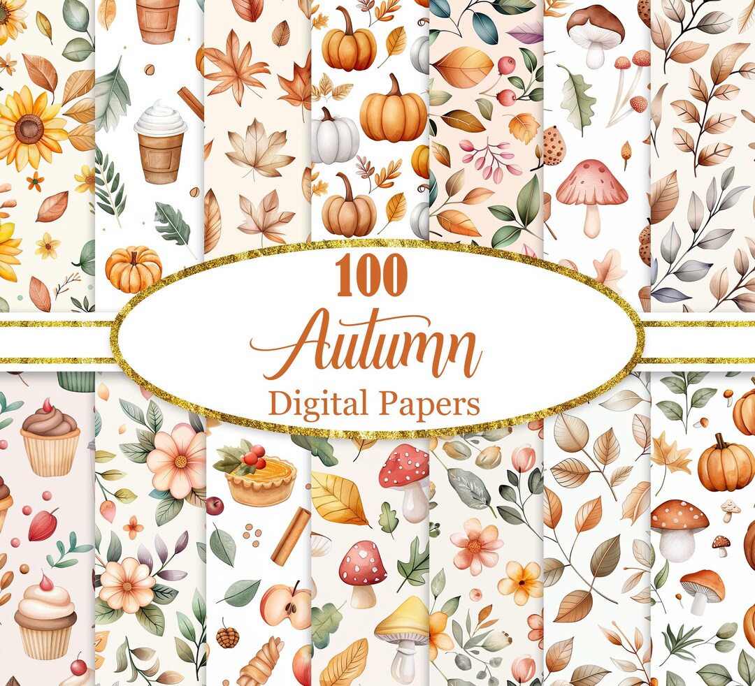 Autumn Digital Paper, Autumn Background Bundle, Scrapbook Paper ...