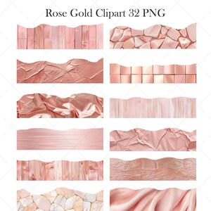 Rose Gold Border Clipart, Texture Borders PNG, Scrapbook, Digital ...