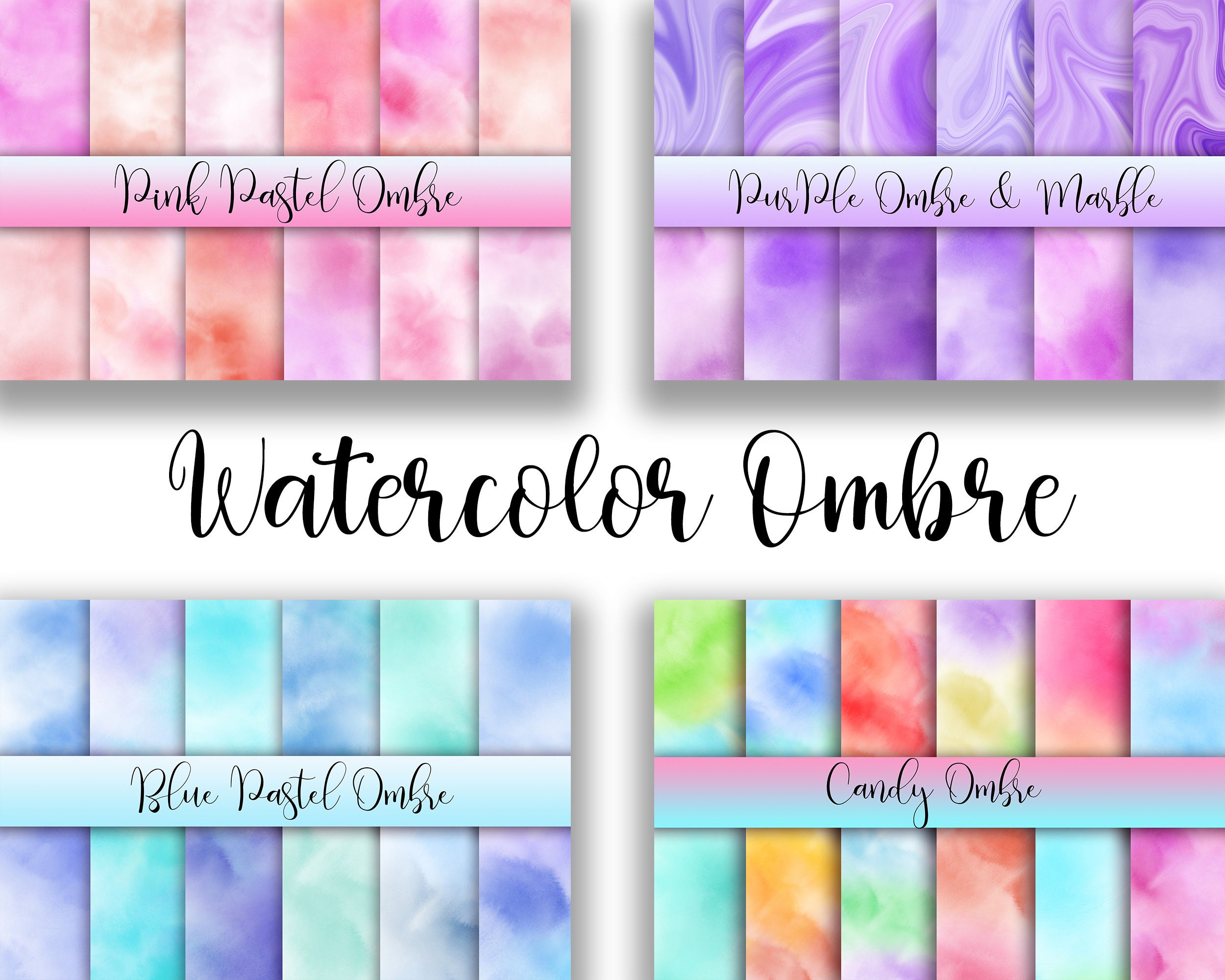 Watercolor Digital Paper Pack, Pastel Watercolor Background Bundle ...