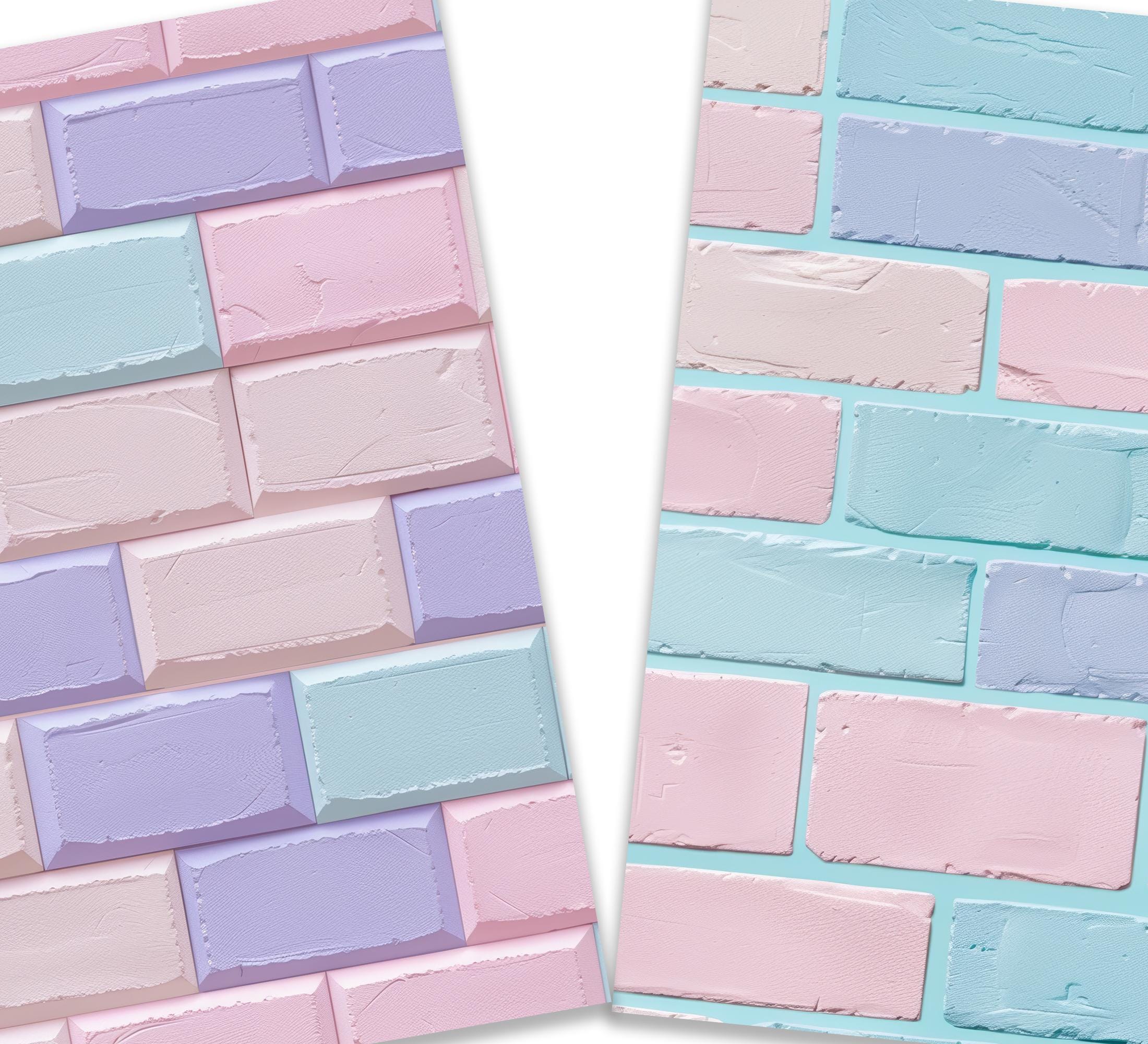Pastel Brick Wall Digital Paper, Pastel Background, Scrapbook Paper ...