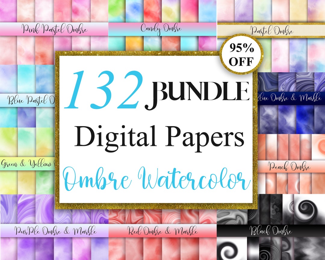 Watercolor Digital Paper Pack, Pastel Watercolor Background Bundle ...