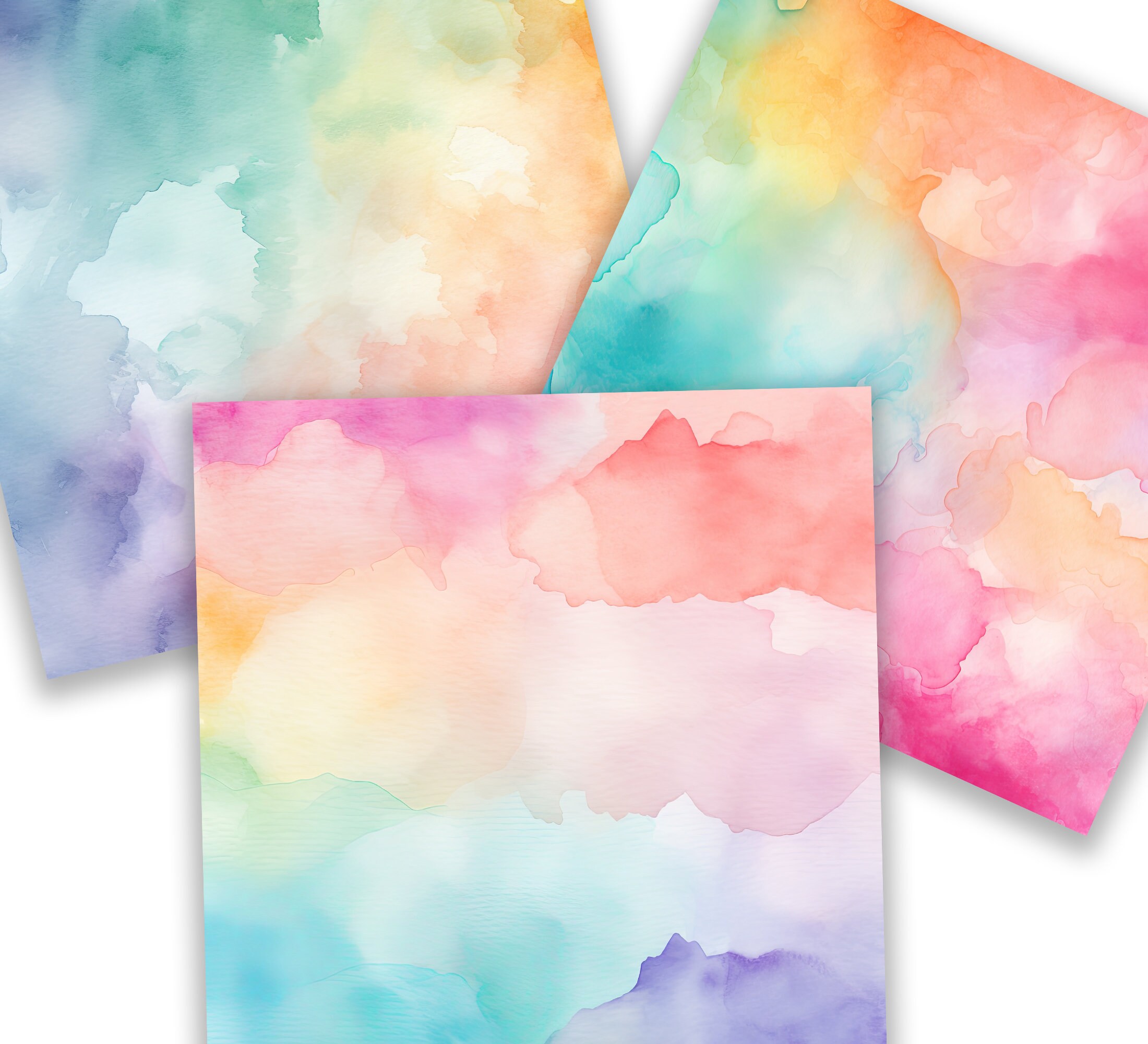Watercolor Digital Paper Pack, Ombre Background Bundle, Colorful ...