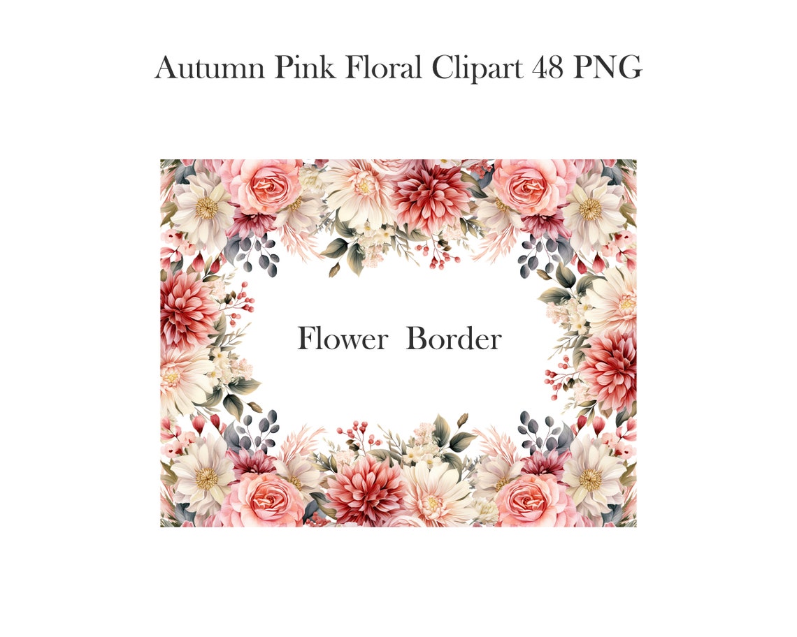 Autumn Pink Flower PNG, Watercolor Fall Flower Clipart, Floral Bouquet ...