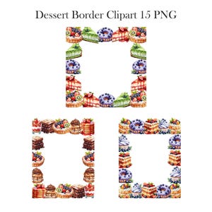 Dessert Border Clipart, Watercolor Dessert PNG, Cake Border, Digital ...
