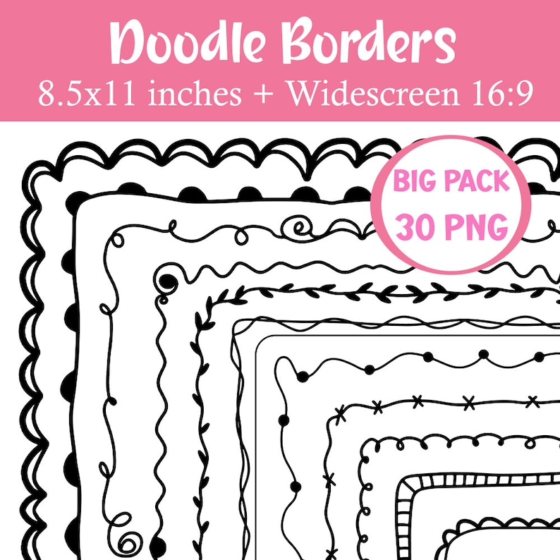 Doodle Border Clipart, Doodle Line Frame PNG, SLIDE Border Clipart ...