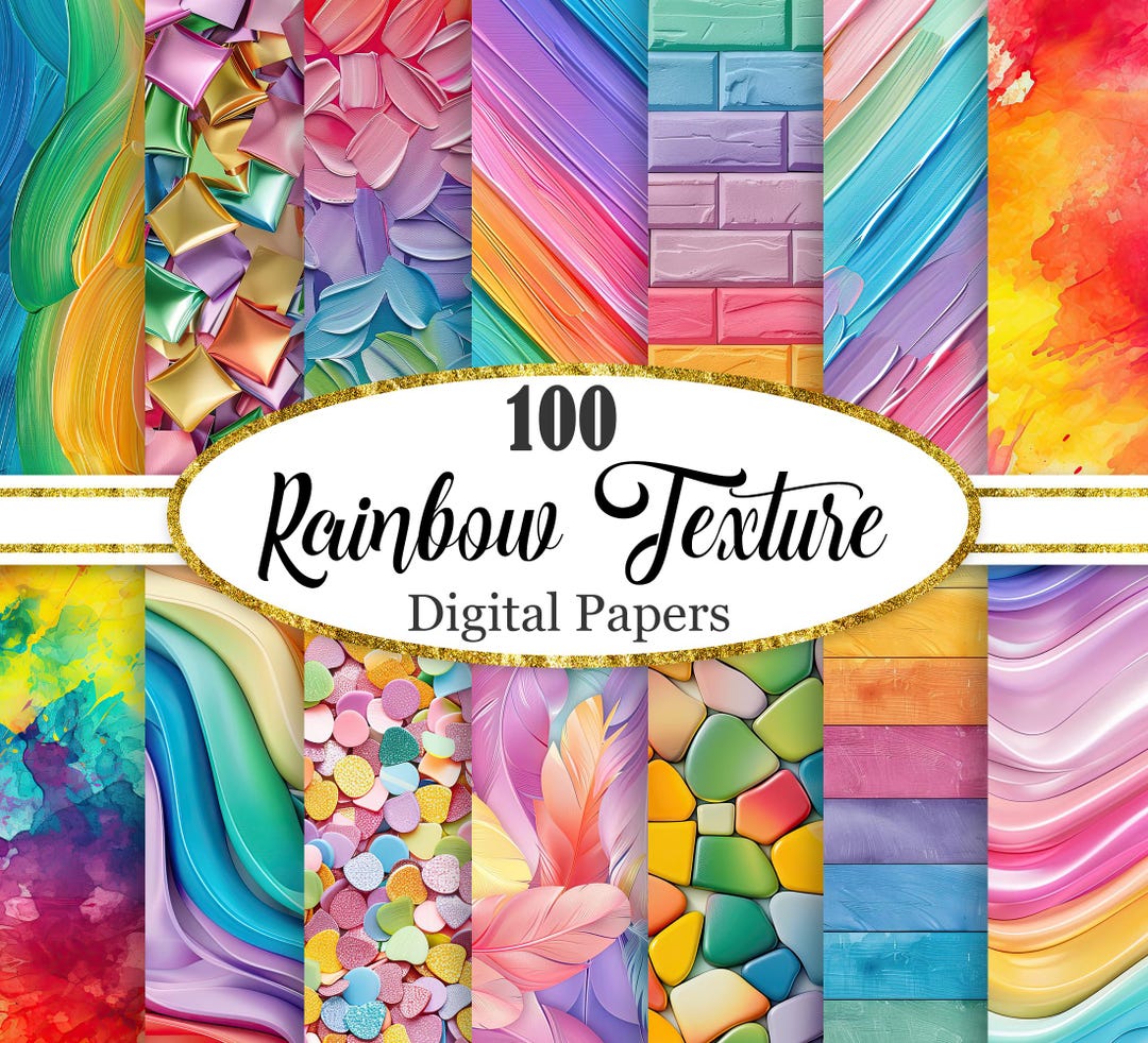 Rainbow Digital Paper, Rainbow Background Bundle, Rainbow Texture ...