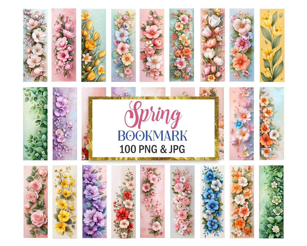 Spring Bookmark PNG, Flower Bookmark Sublimation, Digital Download - Etsy