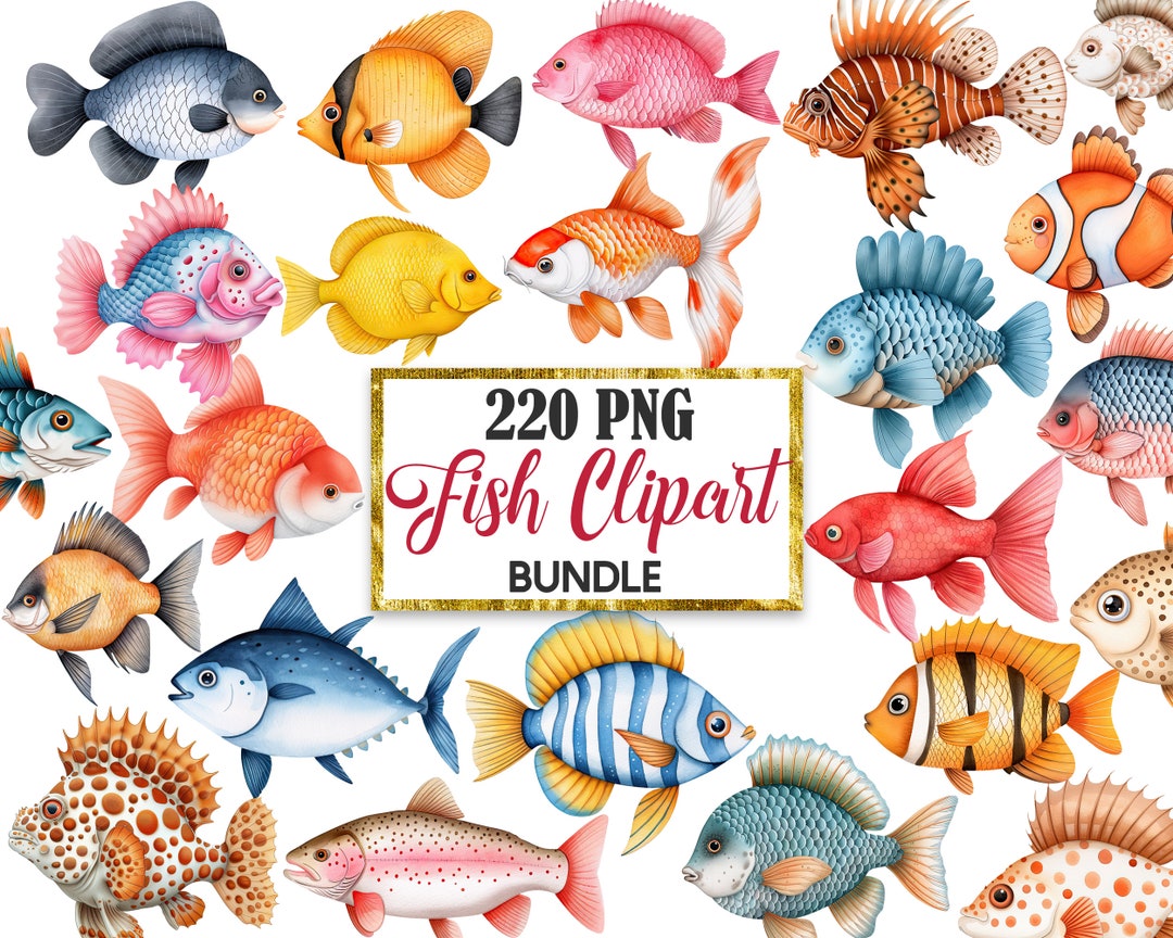 Fish Clipart Bundle, Watercolor Fish PNG, Fish Sublimation, Digital ...