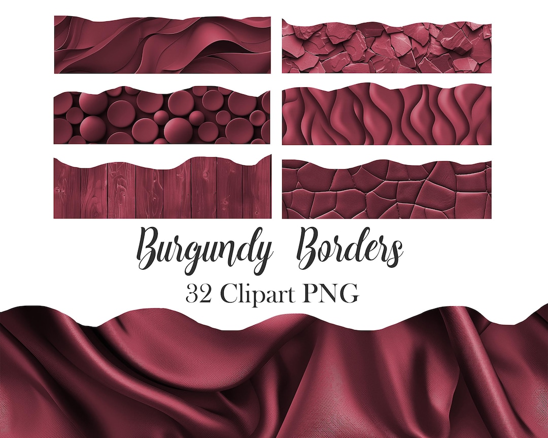 Burgundy Border Clipart, Burgundy Texture Borders PNG, Scrapbook ...