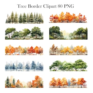 Tree PNG, Watercolor Tree Border Clipart Bundle, Tree Sublimation ...