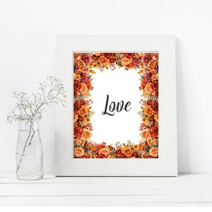 Autumn Rose Border Clipart, Watercolor Rose Border PNG Bundle, Flower ...