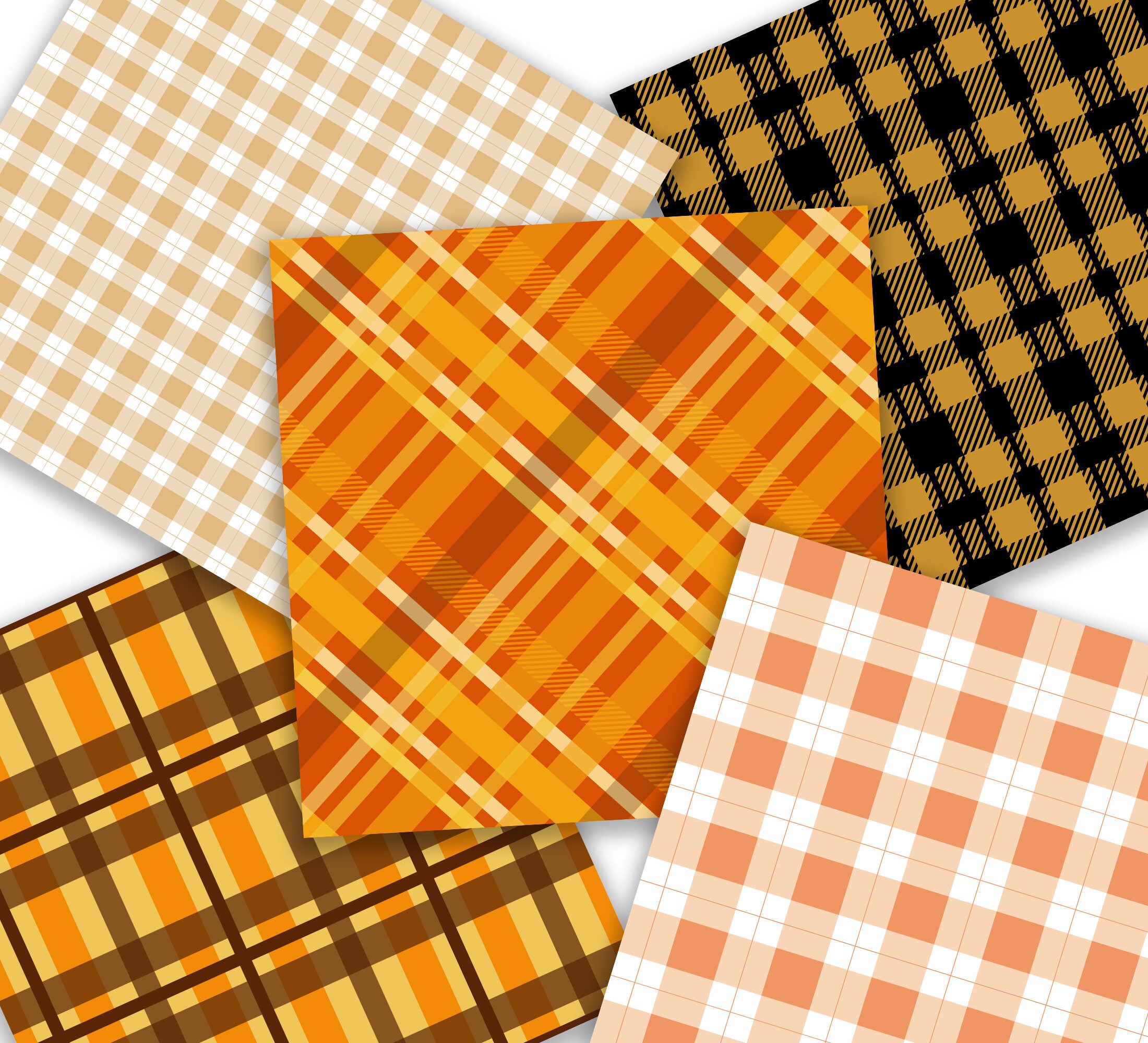 Plaid Digital Paper Pack, Gingham Background Bundle, Scrapbook Papers ...
