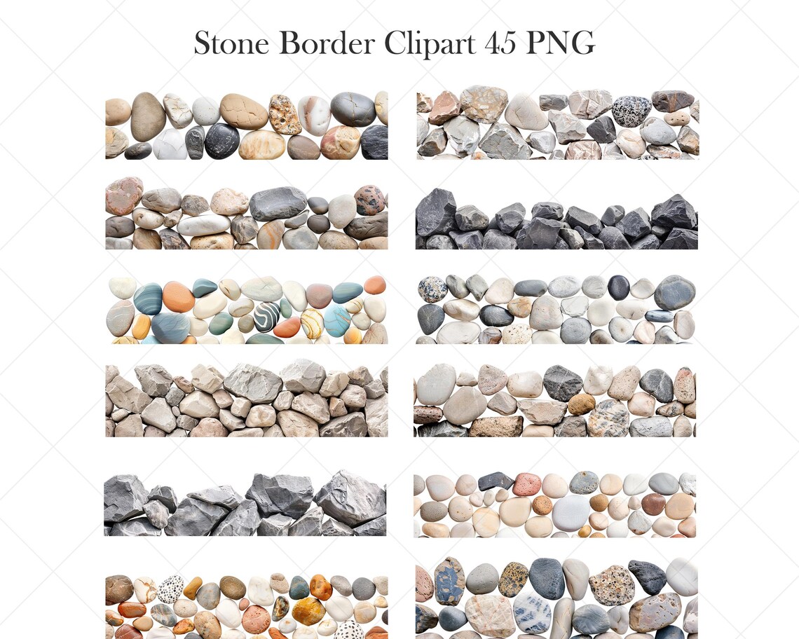 Stone Border Clipart, Borders PNG, Digital Download - Etsy