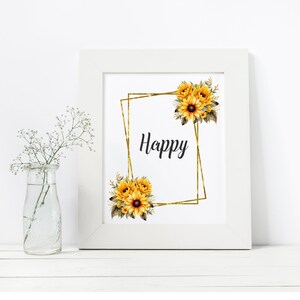Sunflower Frame PNG, Watercolor Sunflower Gold Frame Clipart, Summer ...