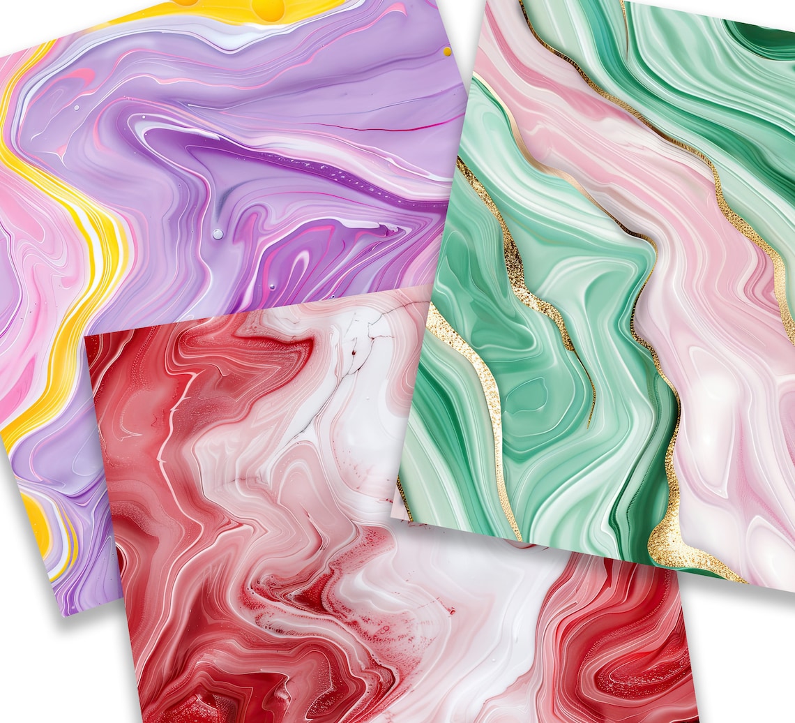 Marble Digital Paper Pack, Marble Background Bundle, Scrapbook Papers ...