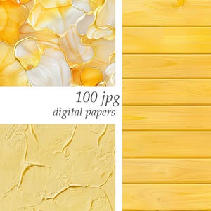 Yellow Digital Paper, Yellow Background Bundle, Yellow Texture, Wood ...