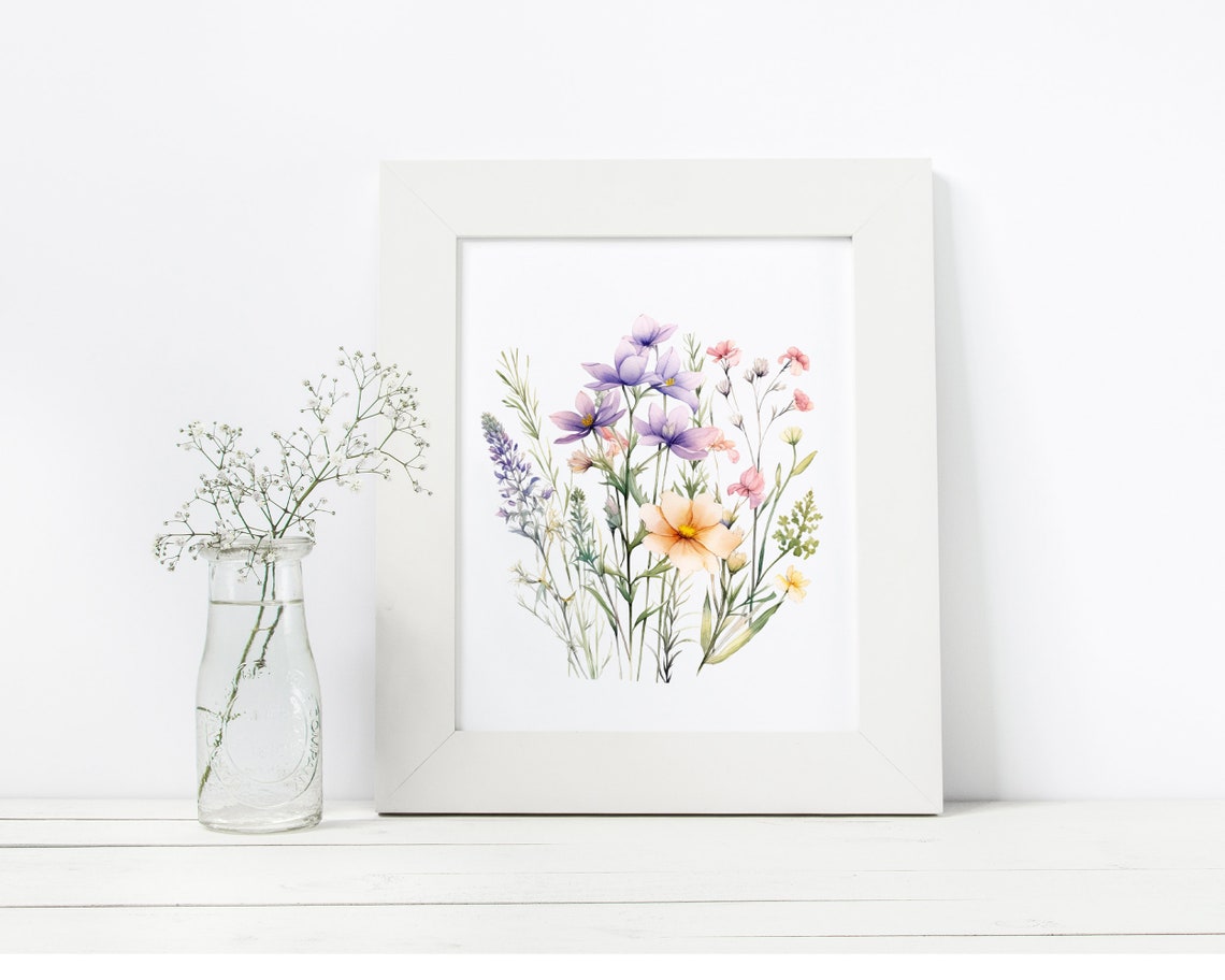 Spring Wildflower Clipart, Watercolor Floral Clipart Bundle, Flower ...