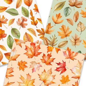 Autumn Leaves Digital Paper, Autumn Background Bundle, Scrapbook Paper ...