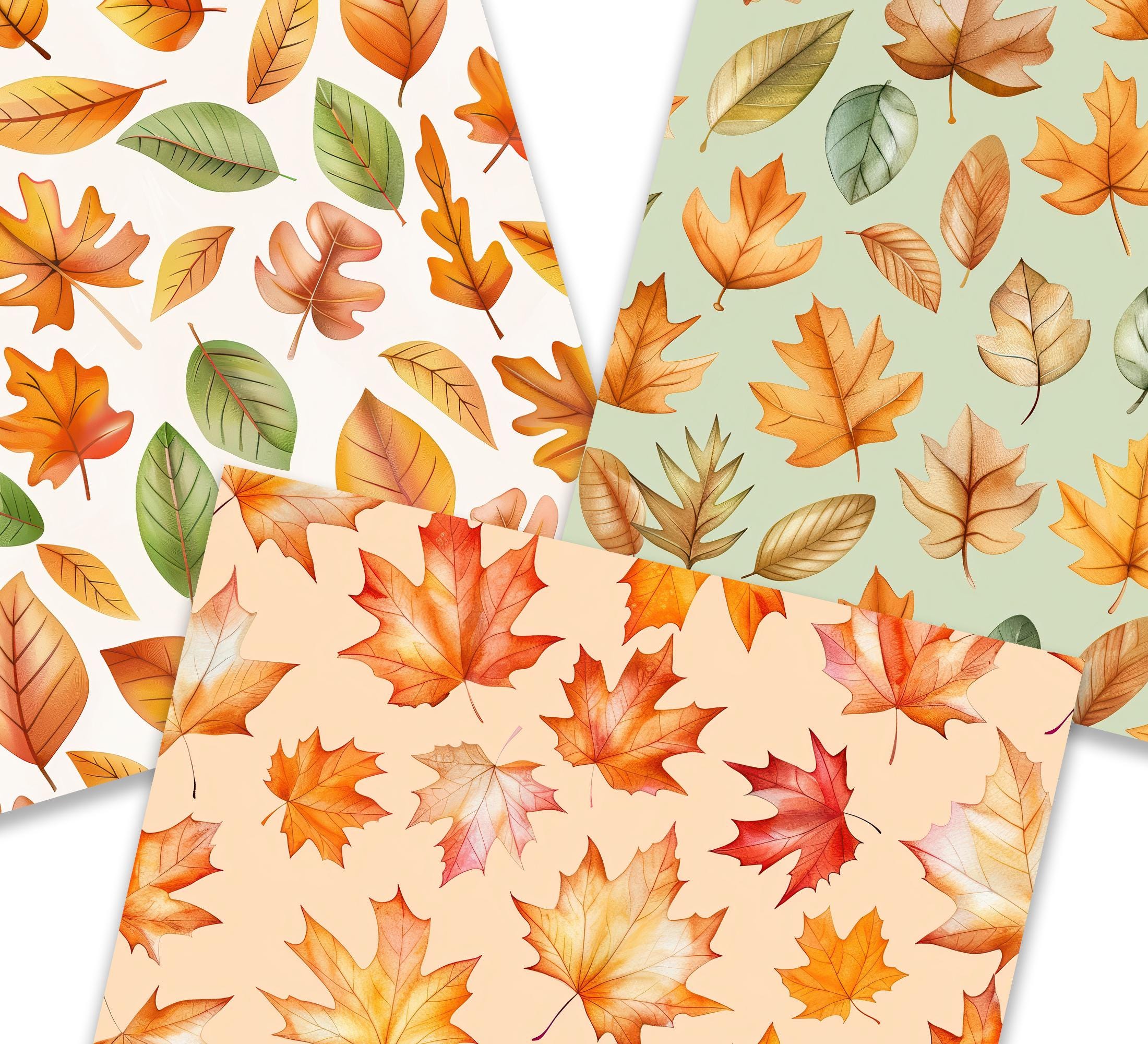Autumn Leaves Digital Paper, Autumn Background Bundle, Scrapbook Paper ...