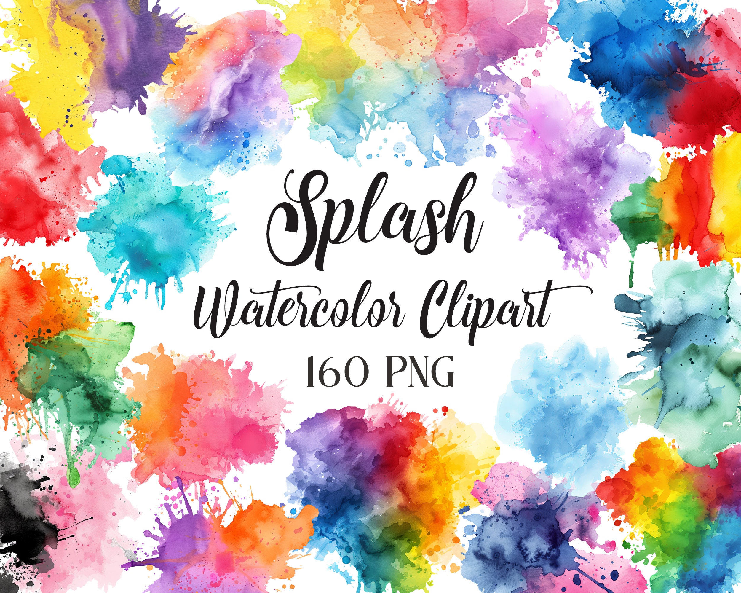 Watercolor Splash PNG, Splash Clipart Bundle, Alcohol Ink, Paint ...