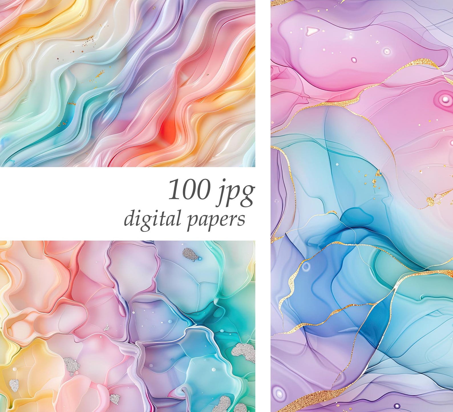 Pastel Digital Paper, Pastel Alcohol Ink Background Bundle, Scrapbook ...