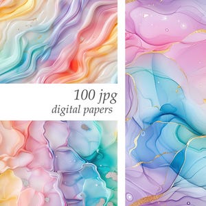 Pastel Digital Paper, Pastel Alcohol Ink Background Bundle, Scrapbook ...