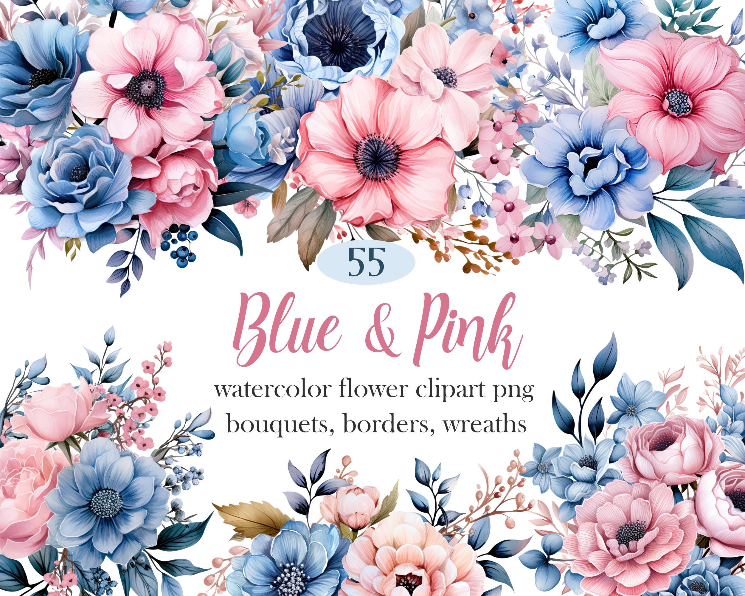 Blue Clipart Flowers Pink