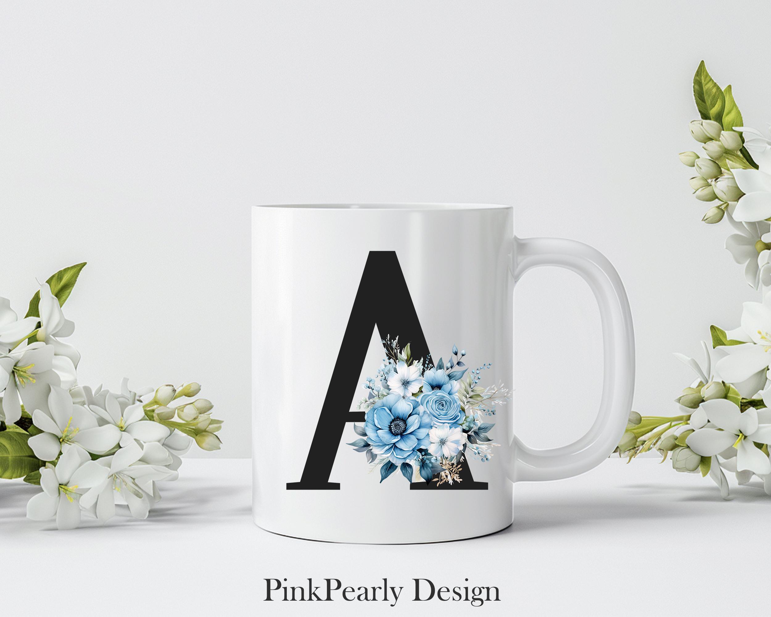 Blue Floral Alphabet Clipart, Flower Alphabet PNG, Letters and Number ...
