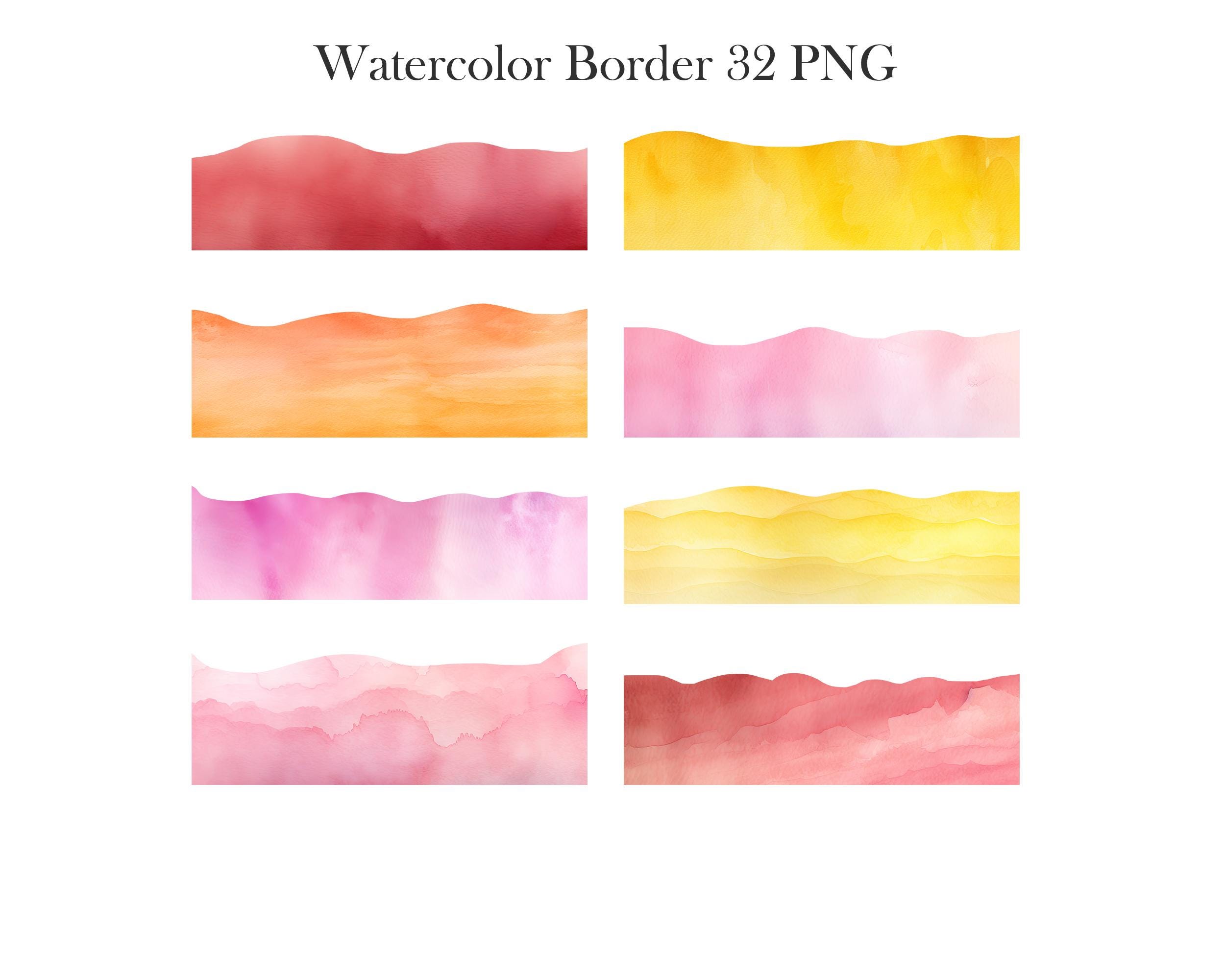 Watercolor Border Clipart, Colorful Borders PNG, Scrapbook, Digital ...