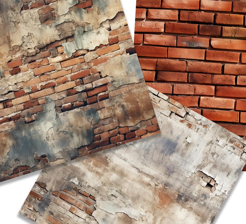 Brick Wall Digital Paper, Brick Background Bundle, Texture, Scrapbook ...