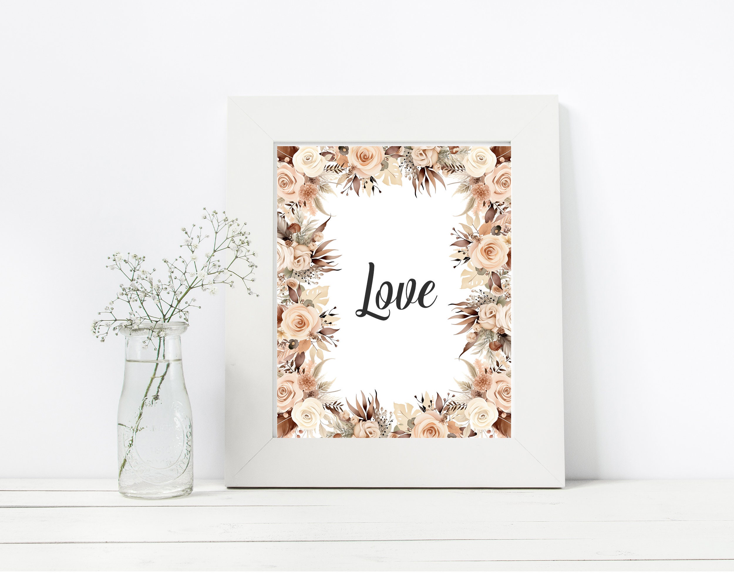 Boho Flower Border Clipart, Watercolor Boho Floral PNG, Flower Frame ...
