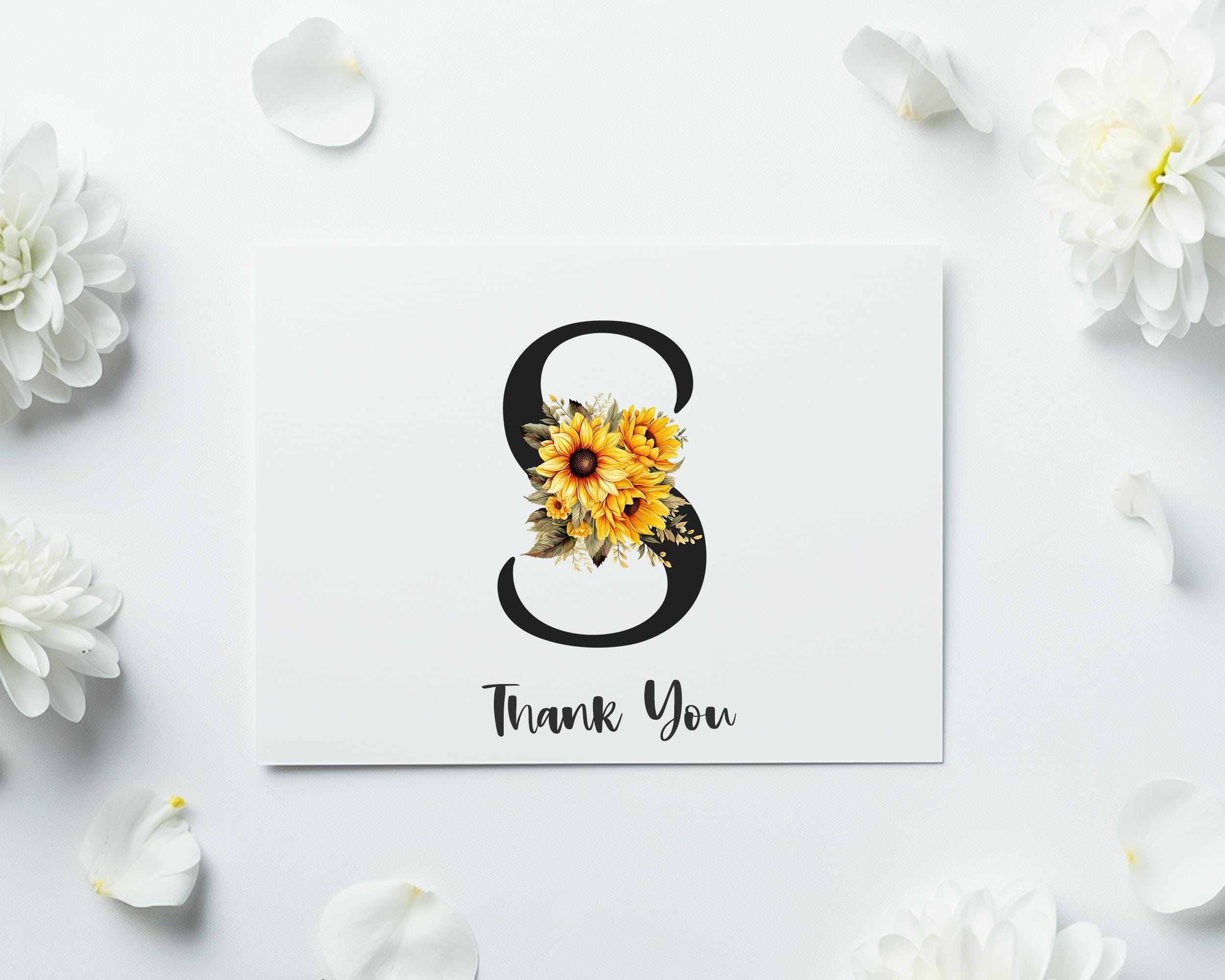 Sunflower Alphabet PNG, Floral Alphabet Clipart, Watercolor Flower ...