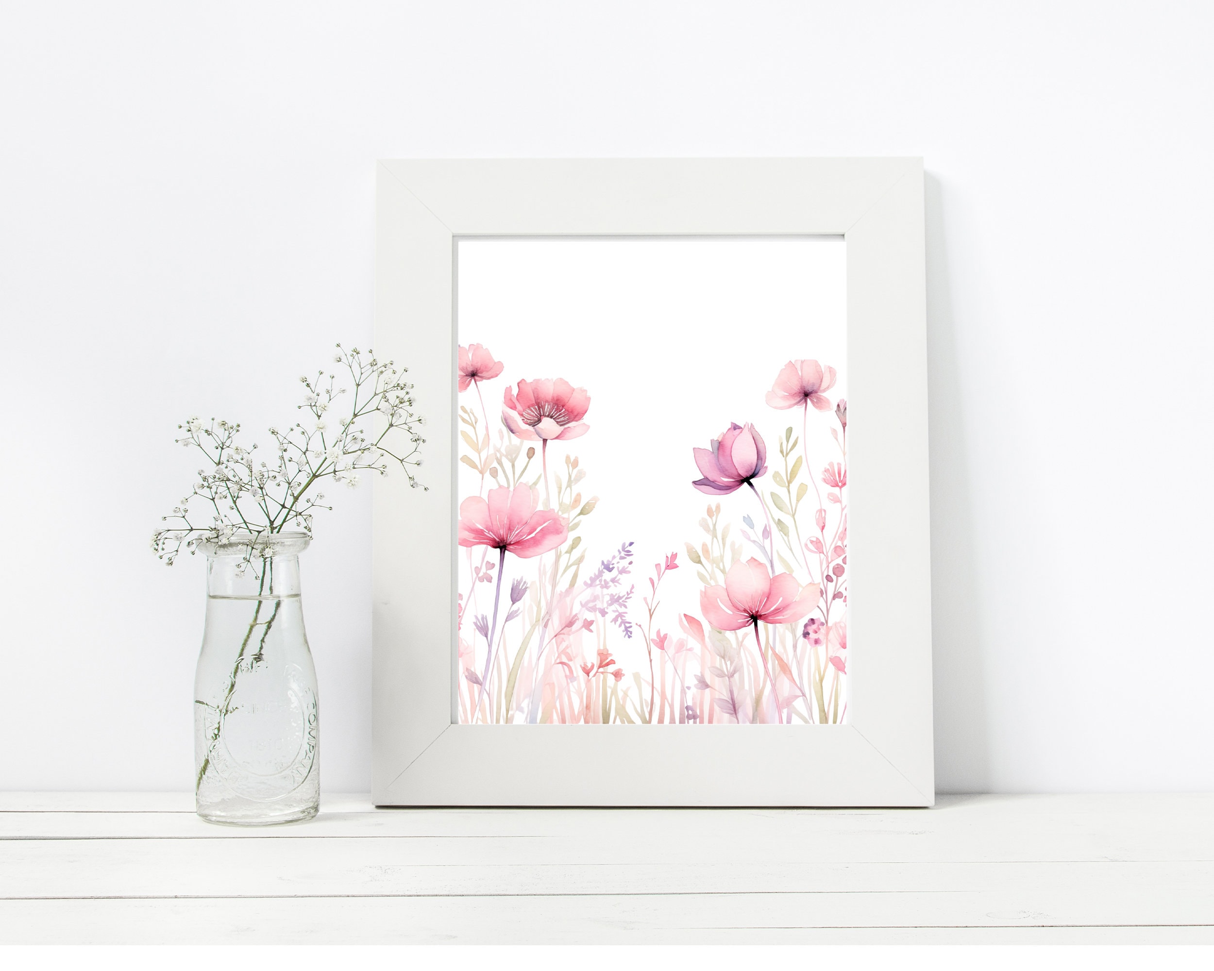 Pink Wildflower Clipart, Watercolor Floral Clipart Bundle, Flower ...