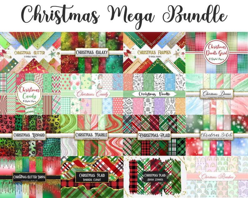 Christmas Clipart Bundle, Watercolor Christmas Ornaments Clipart ...