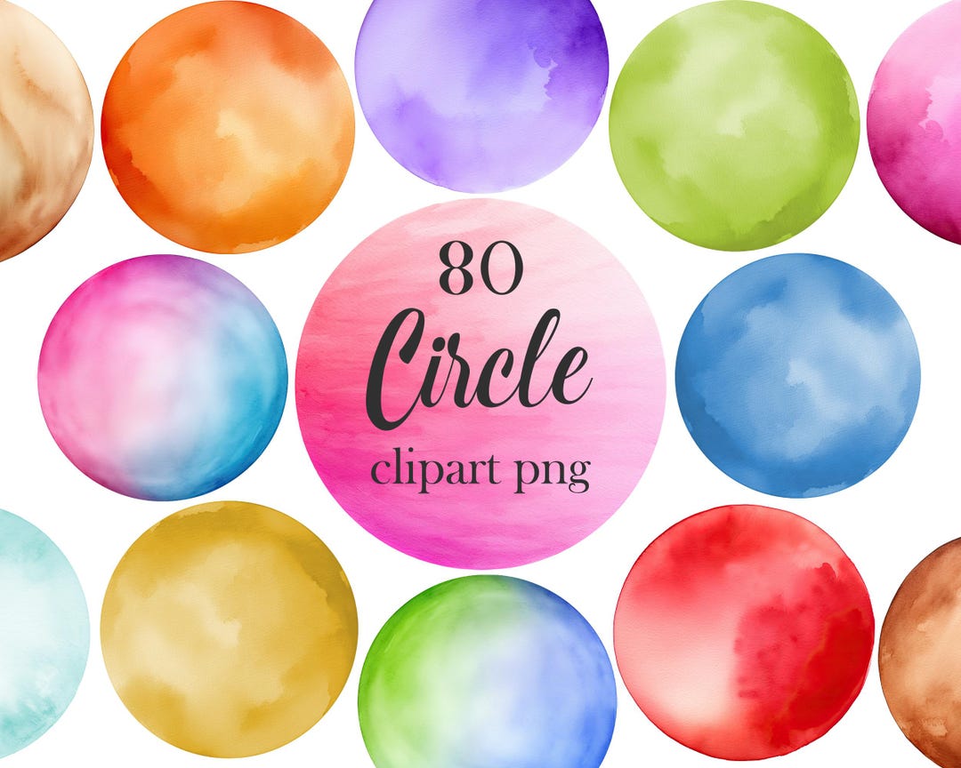 Watercolor Circle Clipart, Circle PNG, Colorful, Sublimation, Digital ...