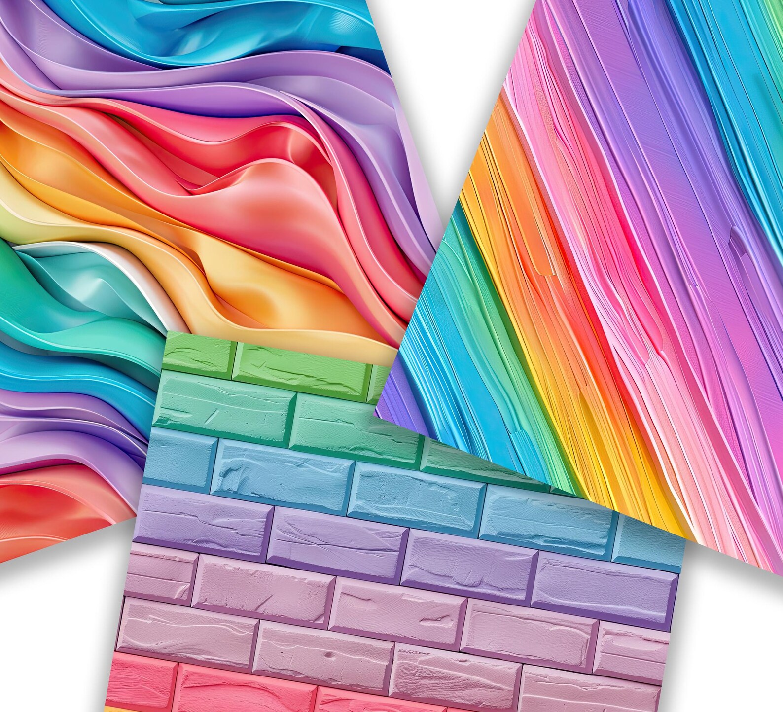 Rainbow Digital Paper, Rainbow Background Bundle, Rainbow Texture ...