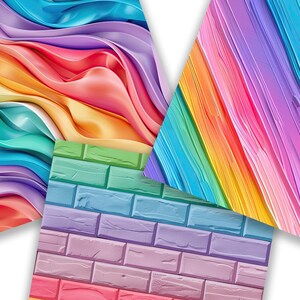 Rainbow Digital Paper, Rainbow Background Bundle, Rainbow Texture ...