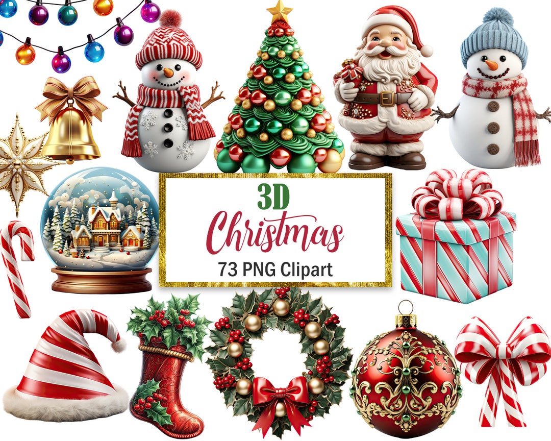 Christmas PNG, 3D Christmas Clipart, Christmas Sublimation, Digital ...