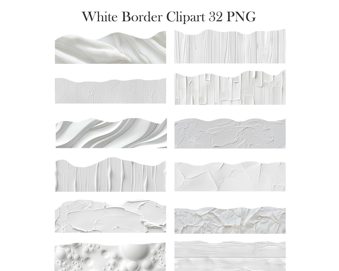 White Border PNG, White Texture Borders Clipart, Scrapbook, Digital ...