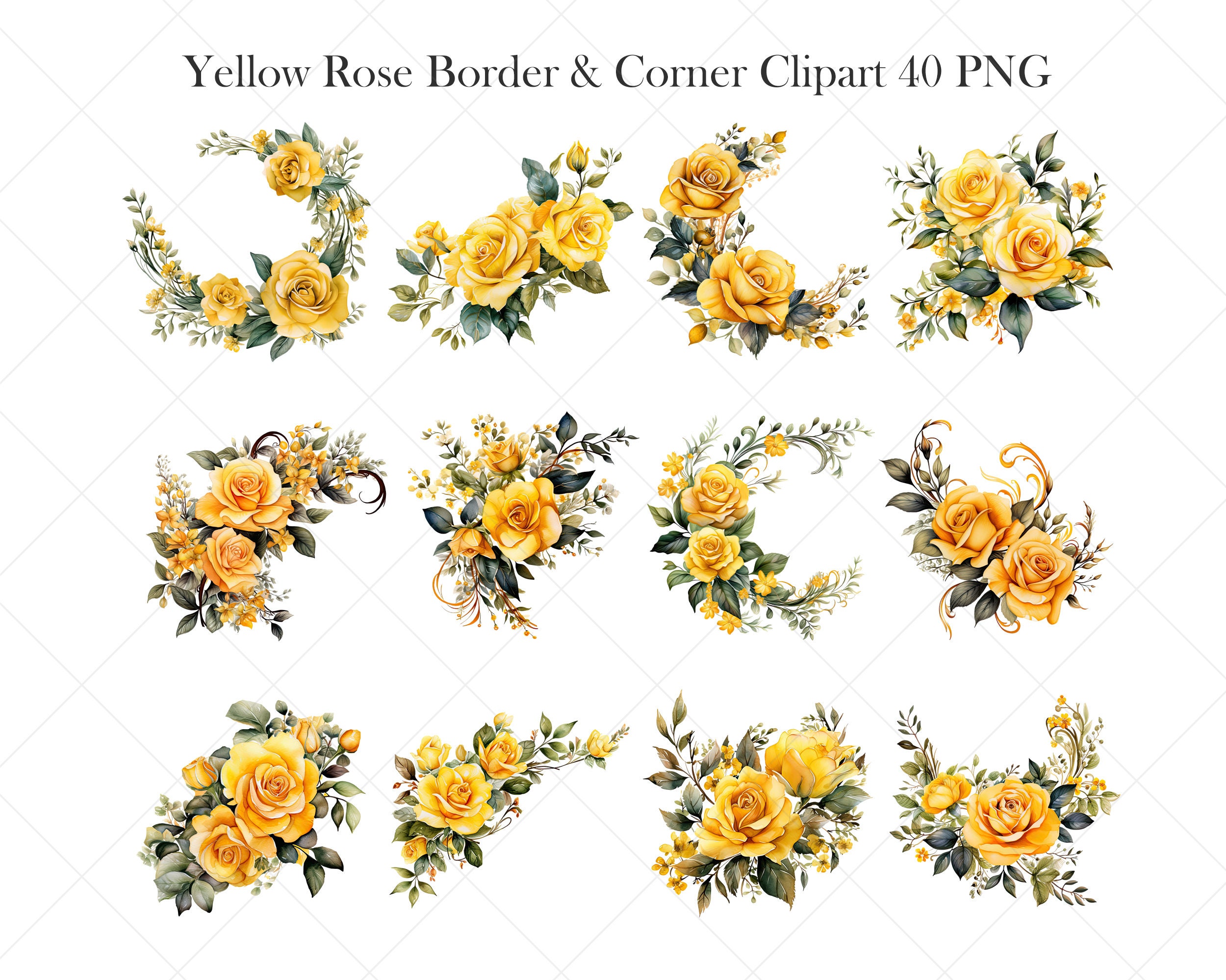 Yellow Rose PNG, Watercolor Yellow Rose Border Clipart, Rose Corner ...