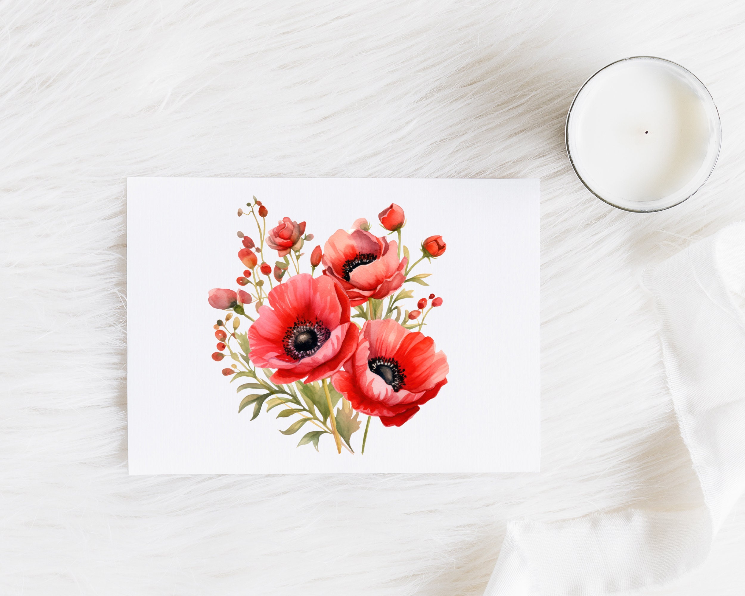 Poppy Flower PNG Clipart, Watercolor Floral PNG, Red Poppy Bouquet ...