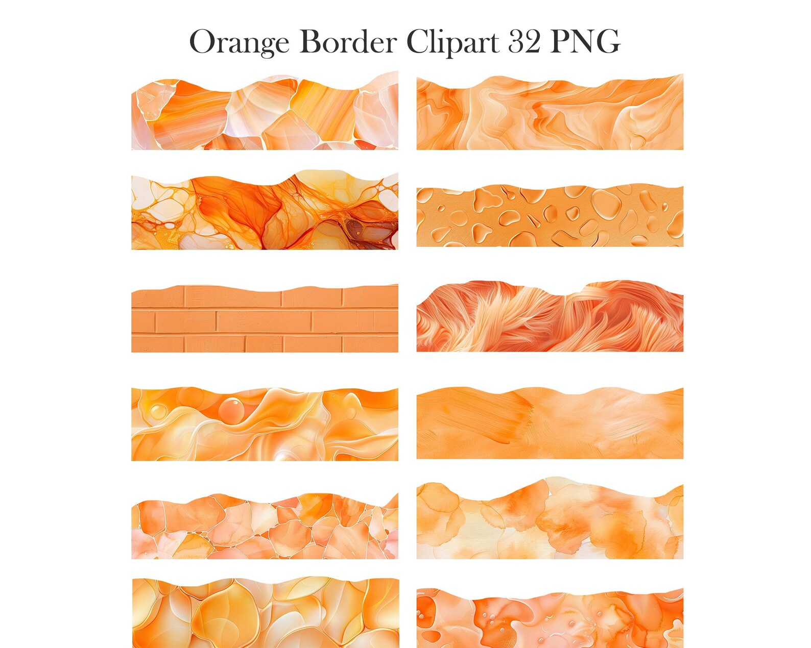 Orange Border Clipart, Orange Texture Borders PNG, Scrapbook, Digital ...