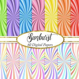 Sunburst Digital Paper, Sunshine Background Bundle, Summer Scrapbook ...