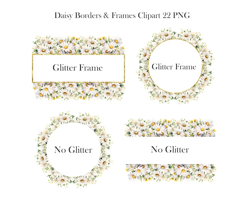 Daisy PNG, Daisy Border Clipart, Watercolor Daisy Clipart Bundle ...